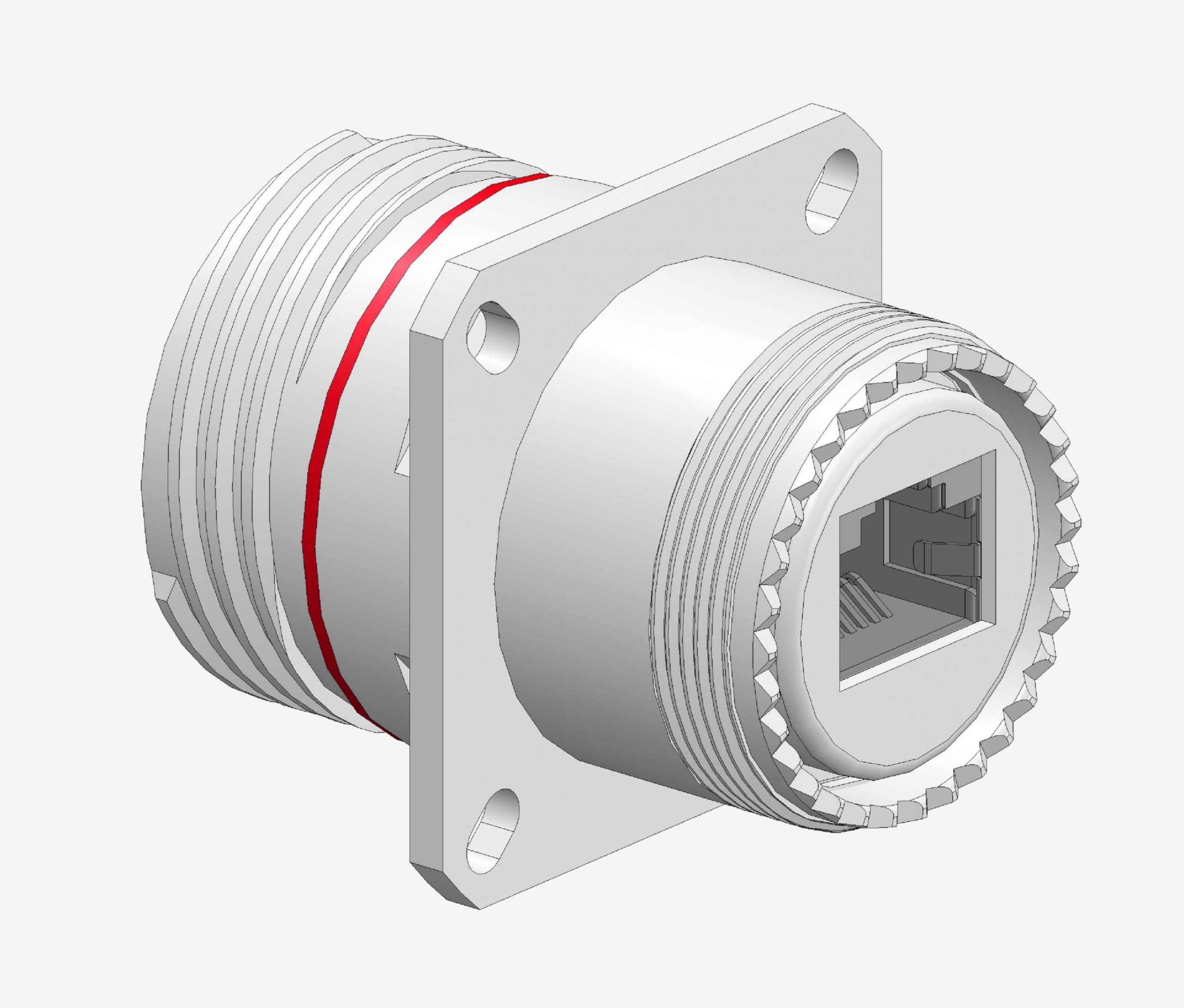 RJ45 Feedthrough Sealed – Square Flange – EMCA Connector